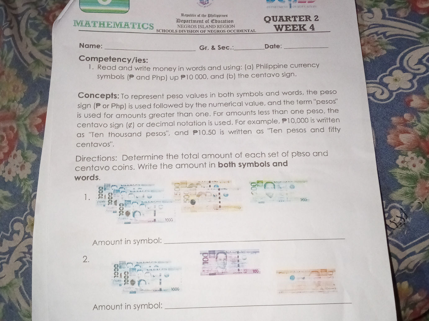 Directions: Determine the total amount of | StudyX