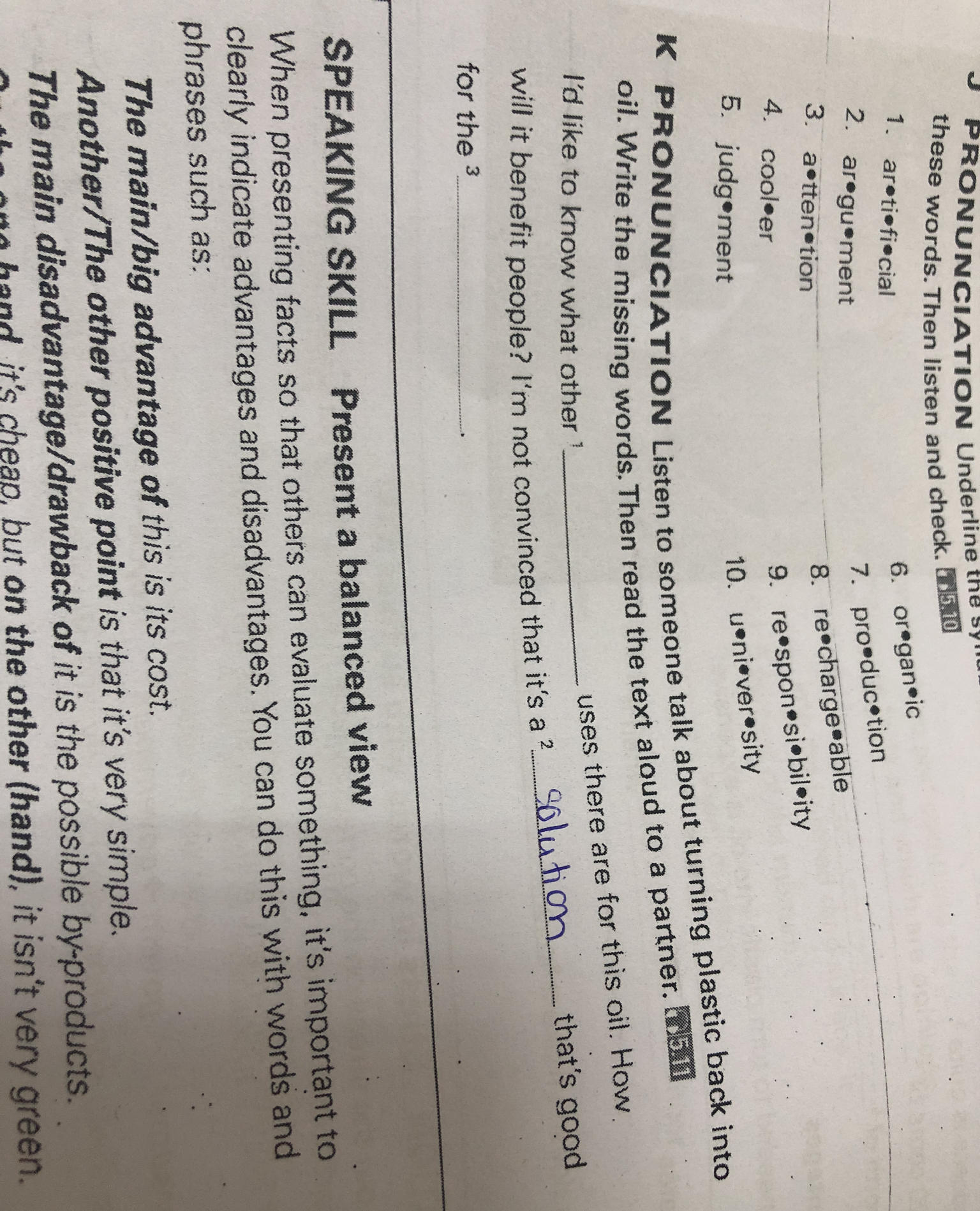 Underline the syllables in these words. Then | StudyX