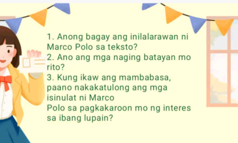 1. Anong bagay ang inilalarawan ni Marco | StudyX