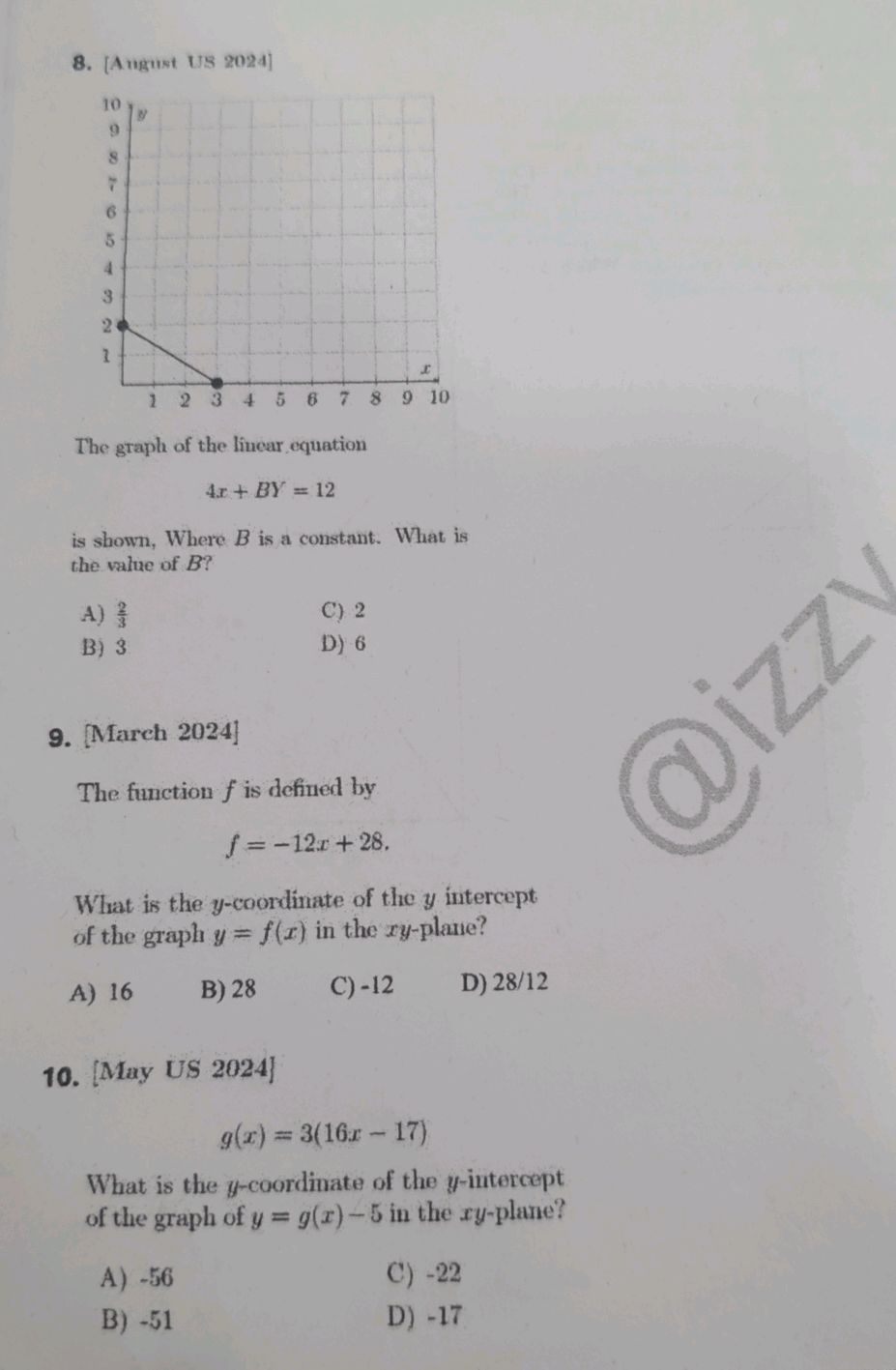 The graph of the linear equation `4x + BY = | StudyX