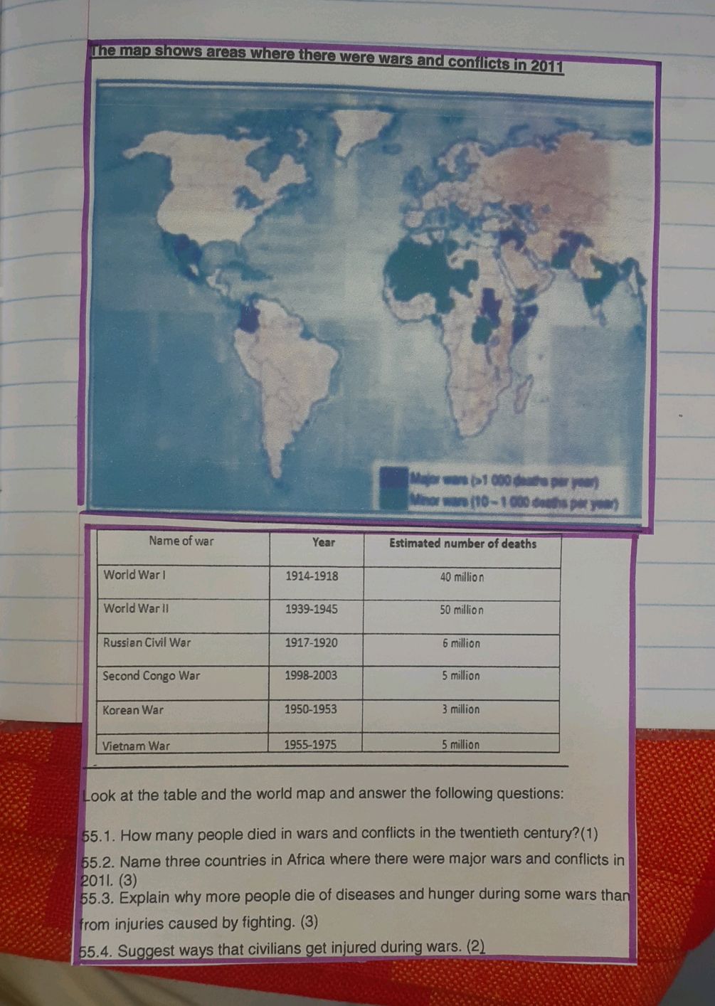 The map shows areas where there were wars | StudyX