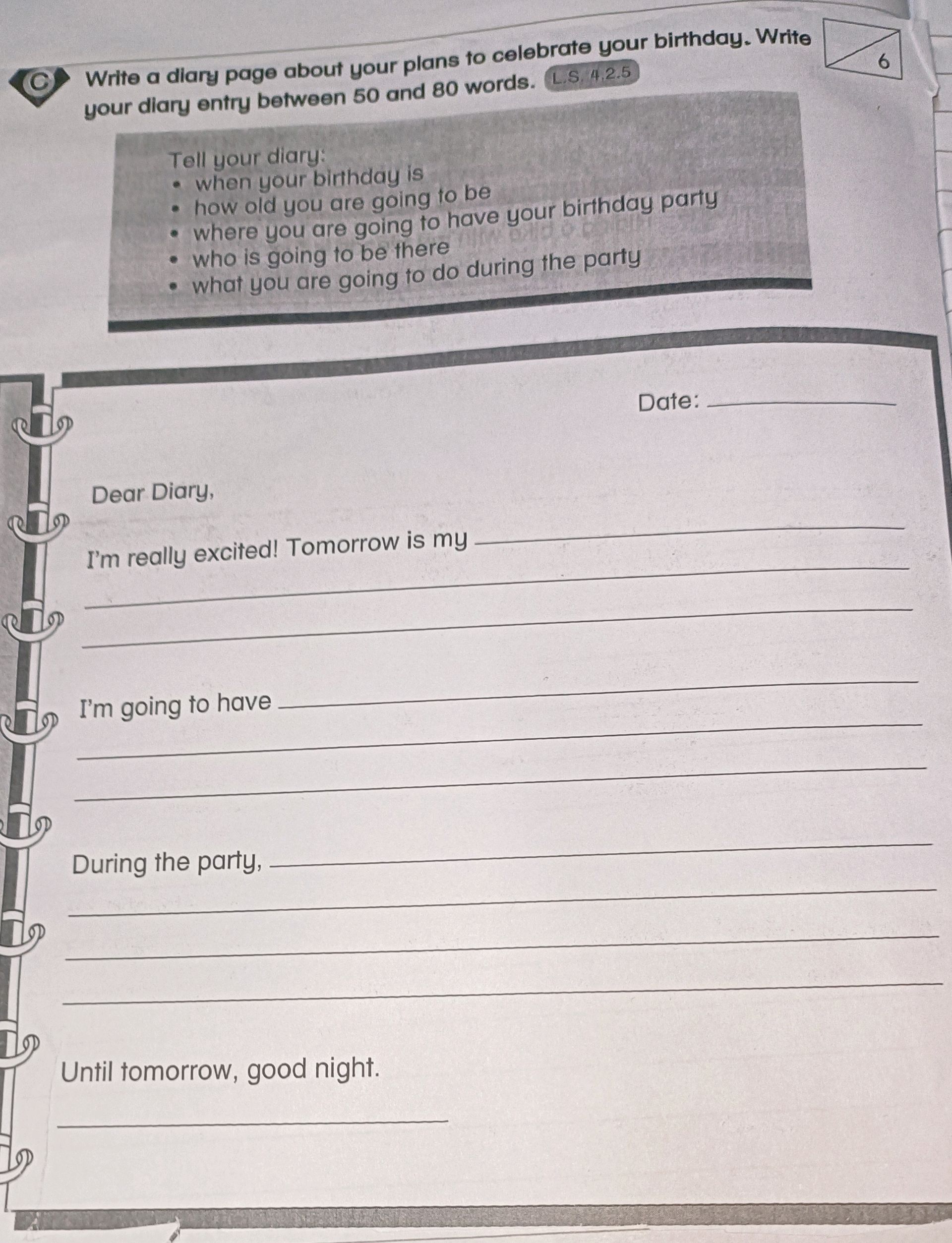 Write a diary page about your plans to | StudyX