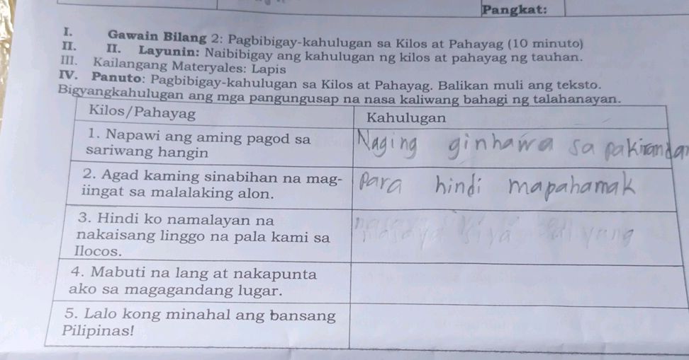 Bigyangkahulugan ang mga pangungusap na nasa | StudyX