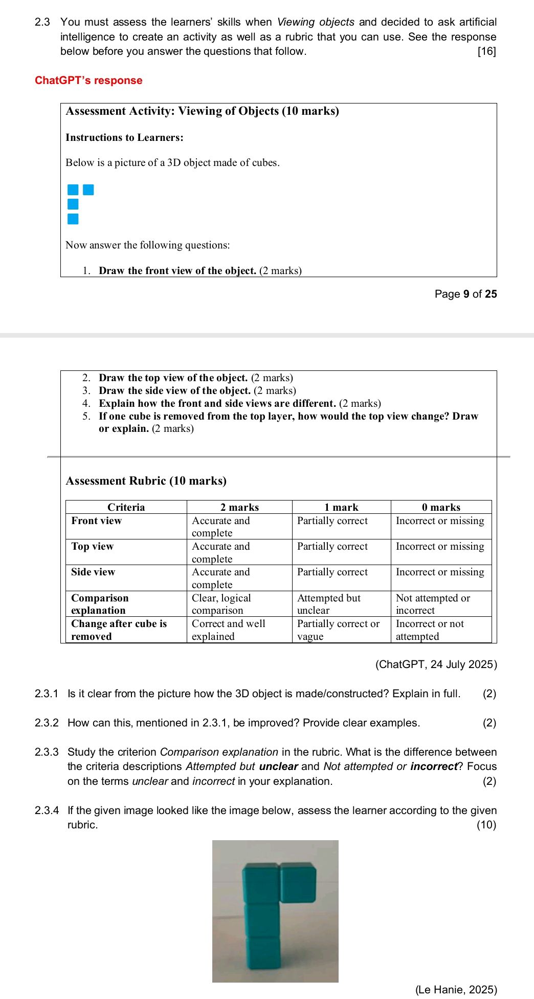 Assessment Activity: Viewing of Objects (10 | StudyX
