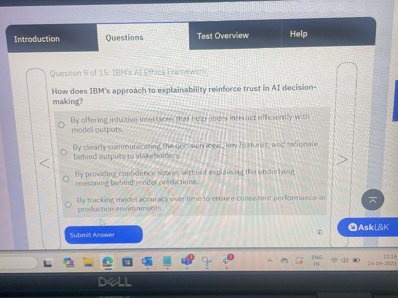 Question 9 of 15: IBM's AI Ethics Framework | StudyX