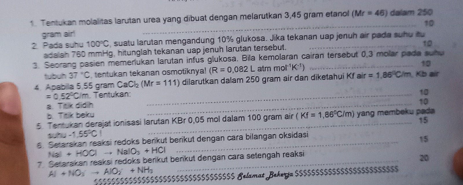 1. Tentukan molalitas larutan urea yang | StudyX
