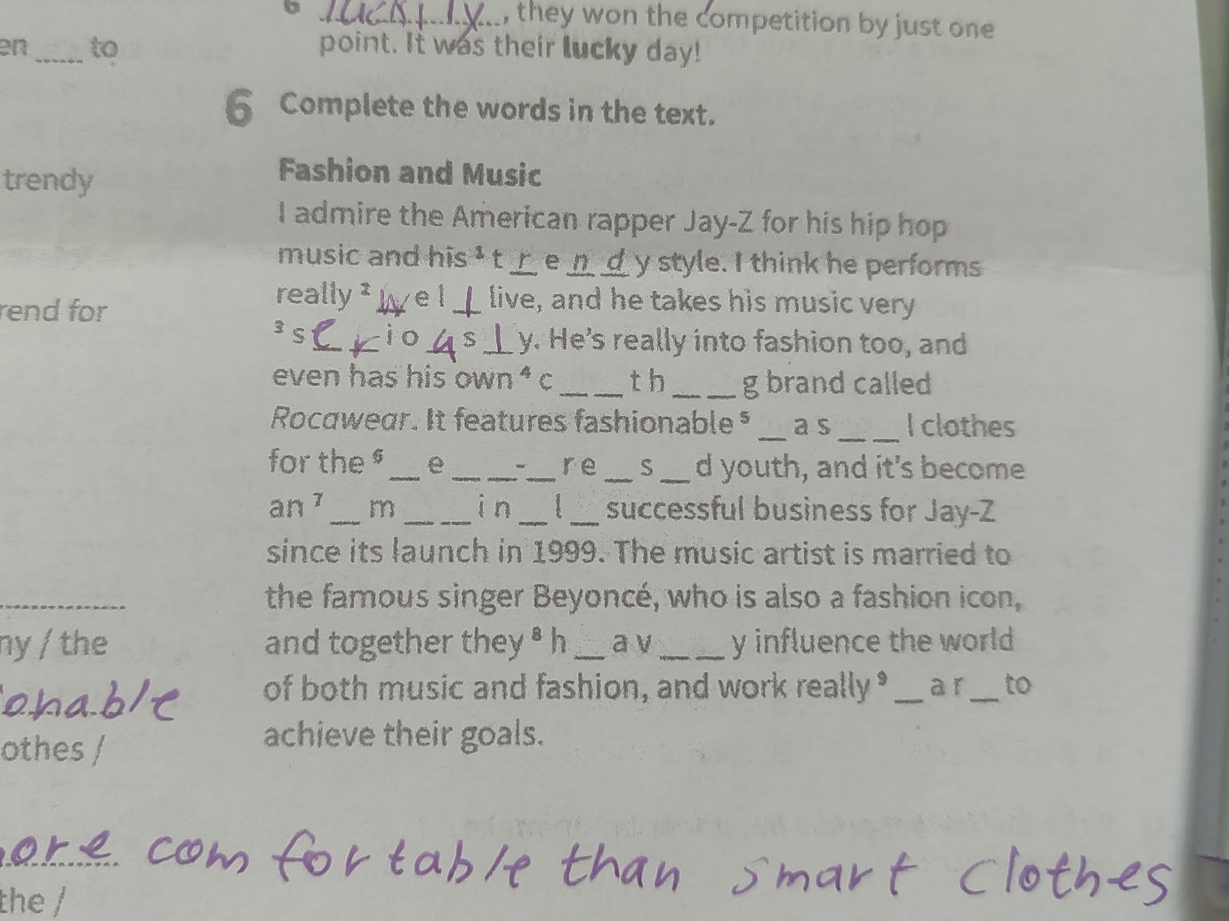 Complete the words in the text. Fashion | StudyX