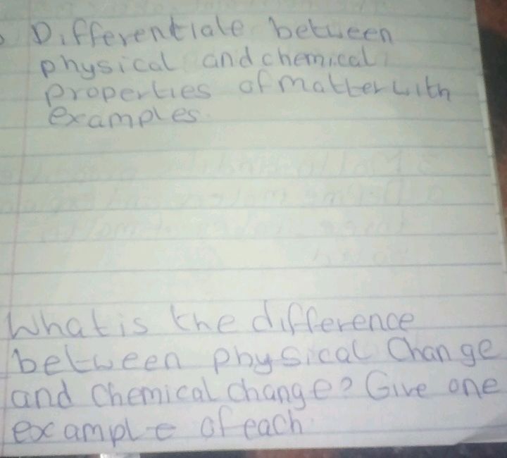 Differentiate between physical and chemical | StudyX