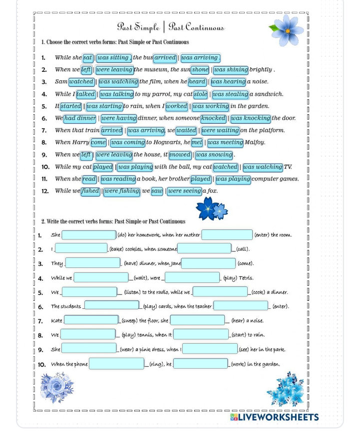 1. Choose the correct verbs forms: Past | StudyX