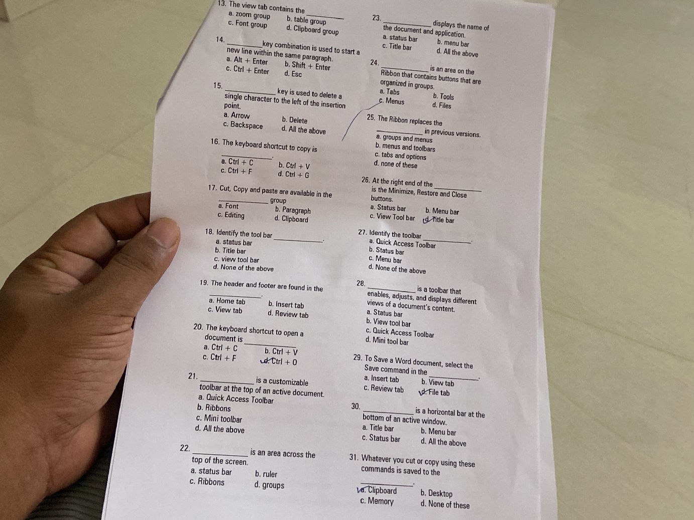 15. ______ key is used to delete a single | StudyX