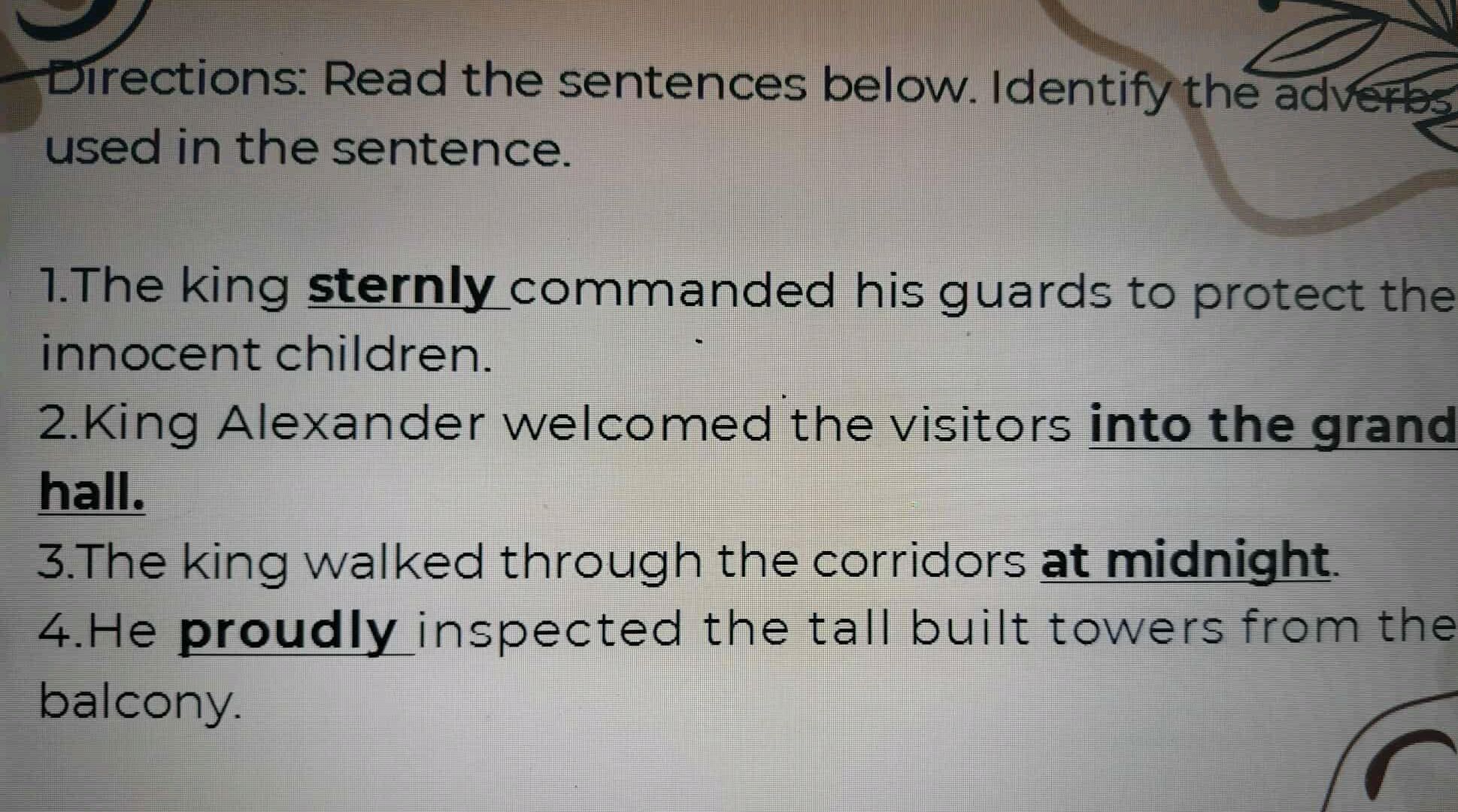 Directions: Read the sentences below. | StudyX