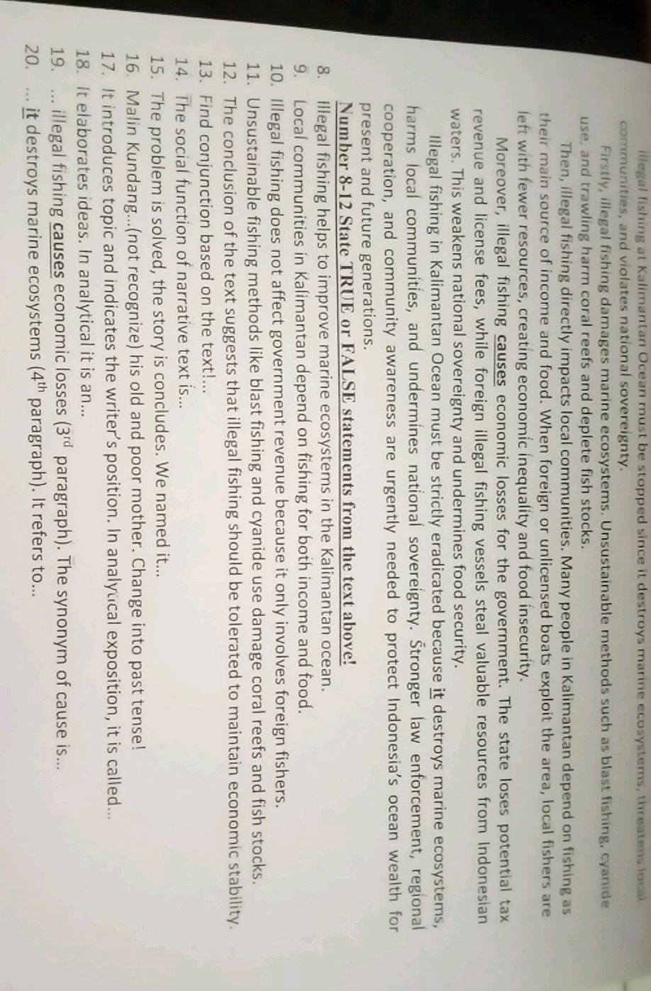 Number 8-12 State TRUE or FALSE statements | StudyX