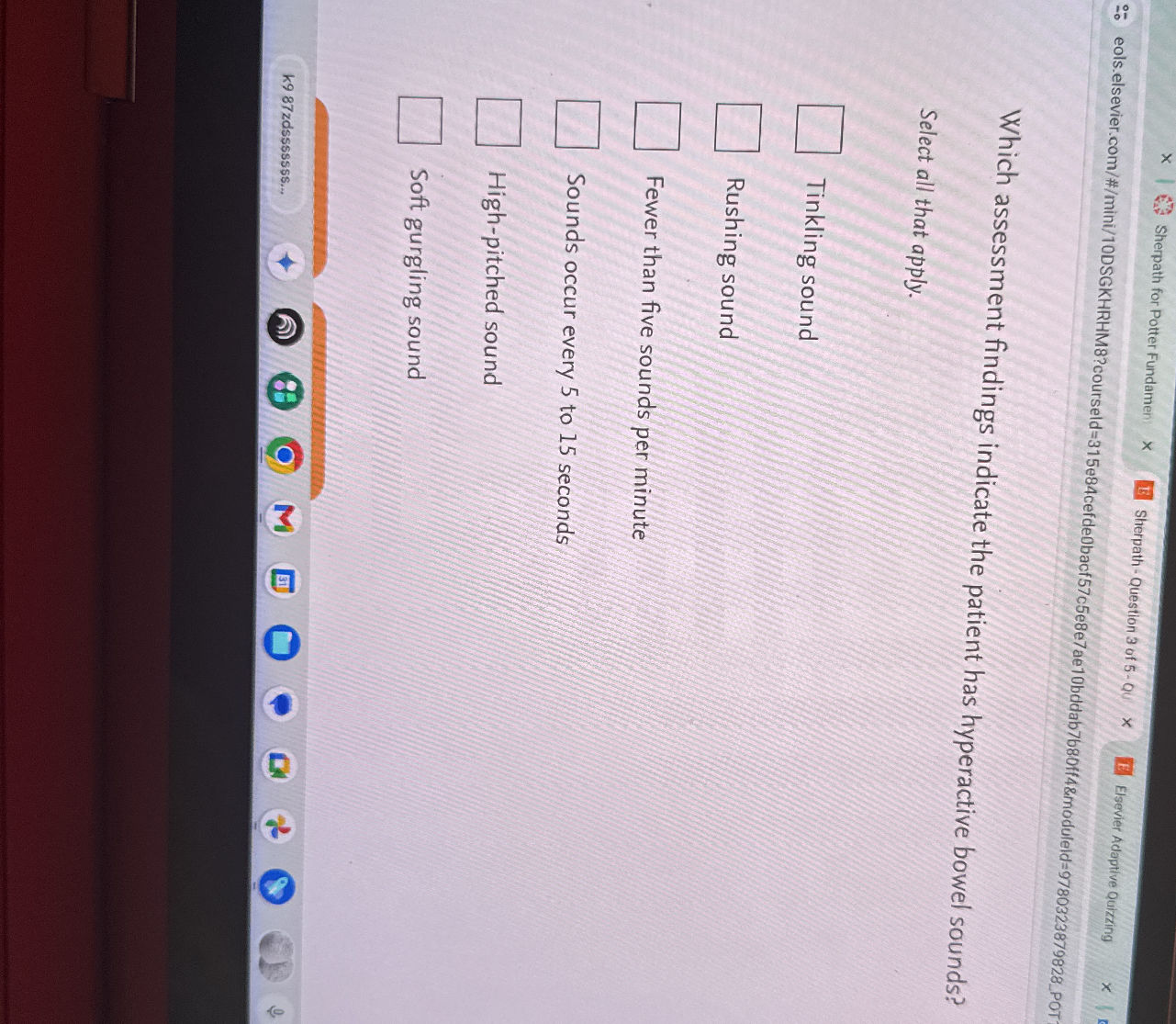 Which assessment findings indicate the | StudyX