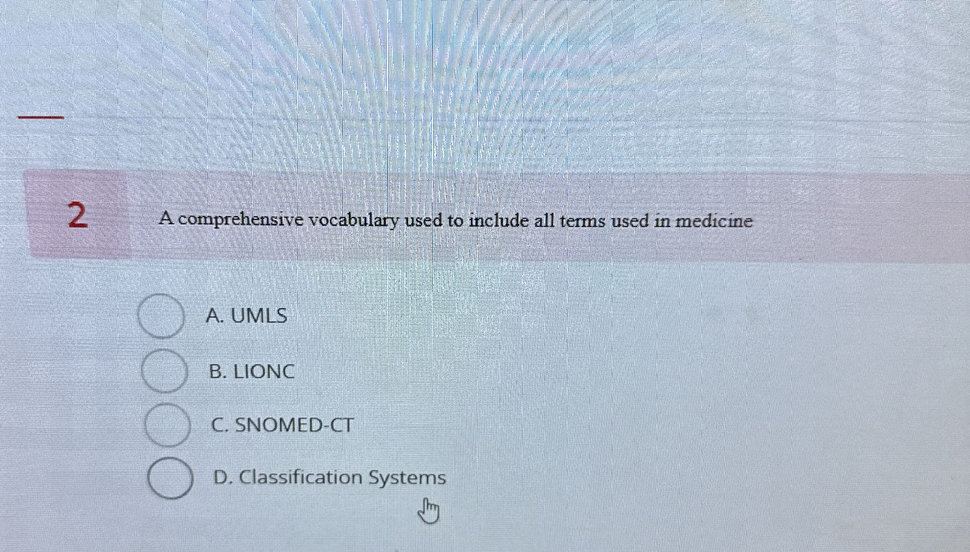 A comprehensive vocabulary used to include | StudyX