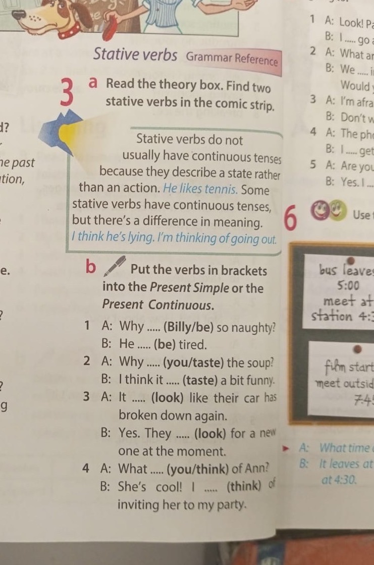 a Read the theory box. Find two stative | StudyX