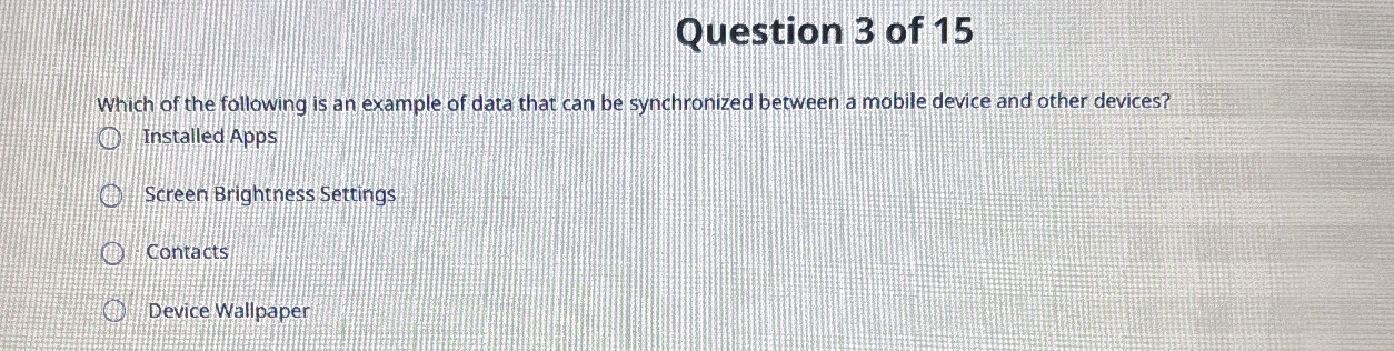 Which of the following is an example of data | StudyX