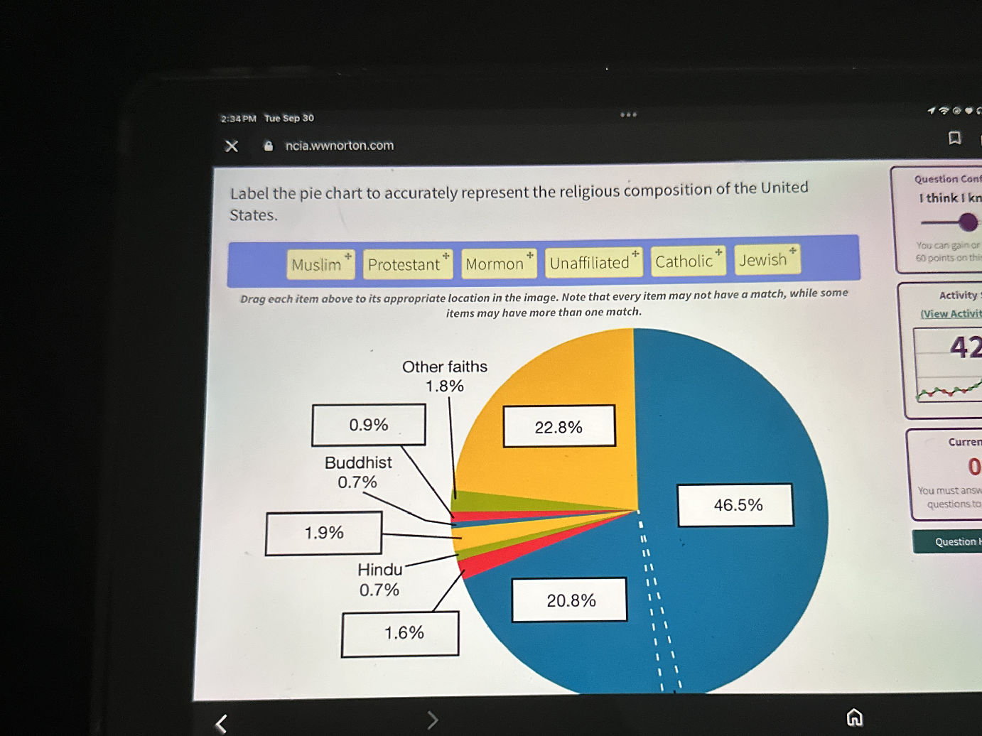 Label the pie chart to accurately represent