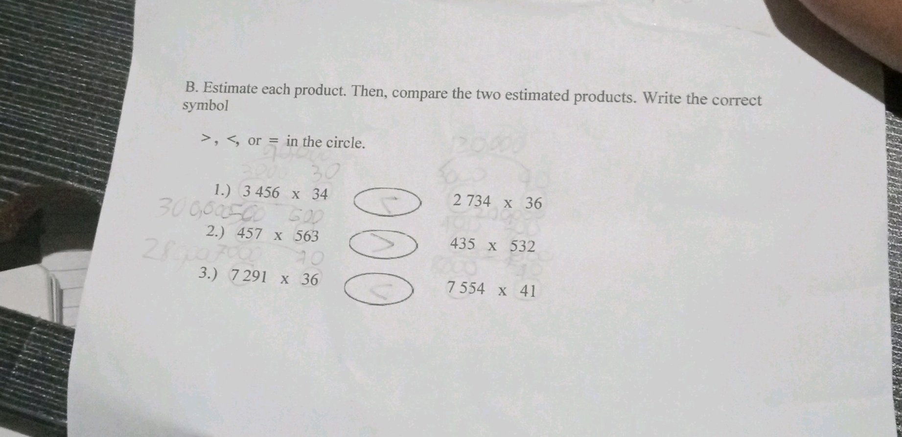 Estimate each product. Then, compare the two | StudyX