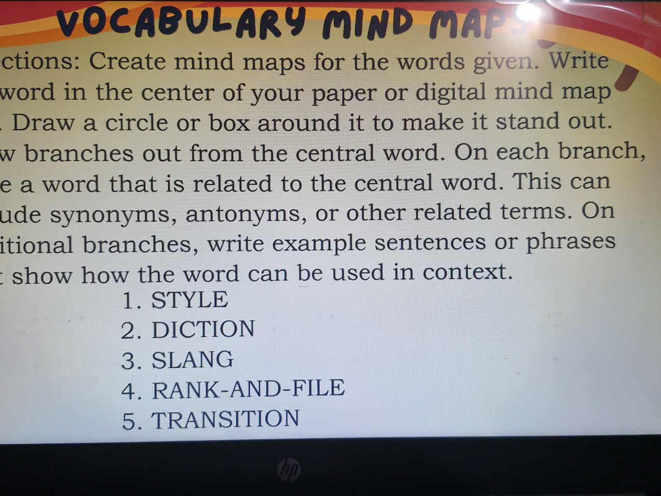 Create mind maps for the words given. Write | StudyX