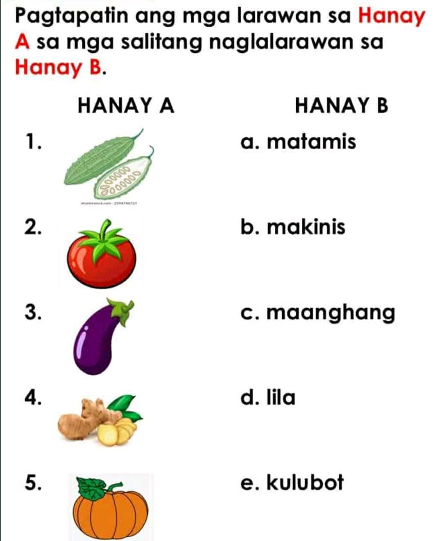 Pagtapatin ang mga larawan sa Hanay A sa mga | StudyX
