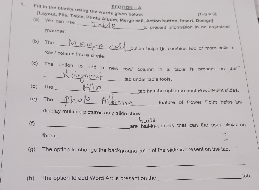 Fill in the blanks using the words given | StudyX