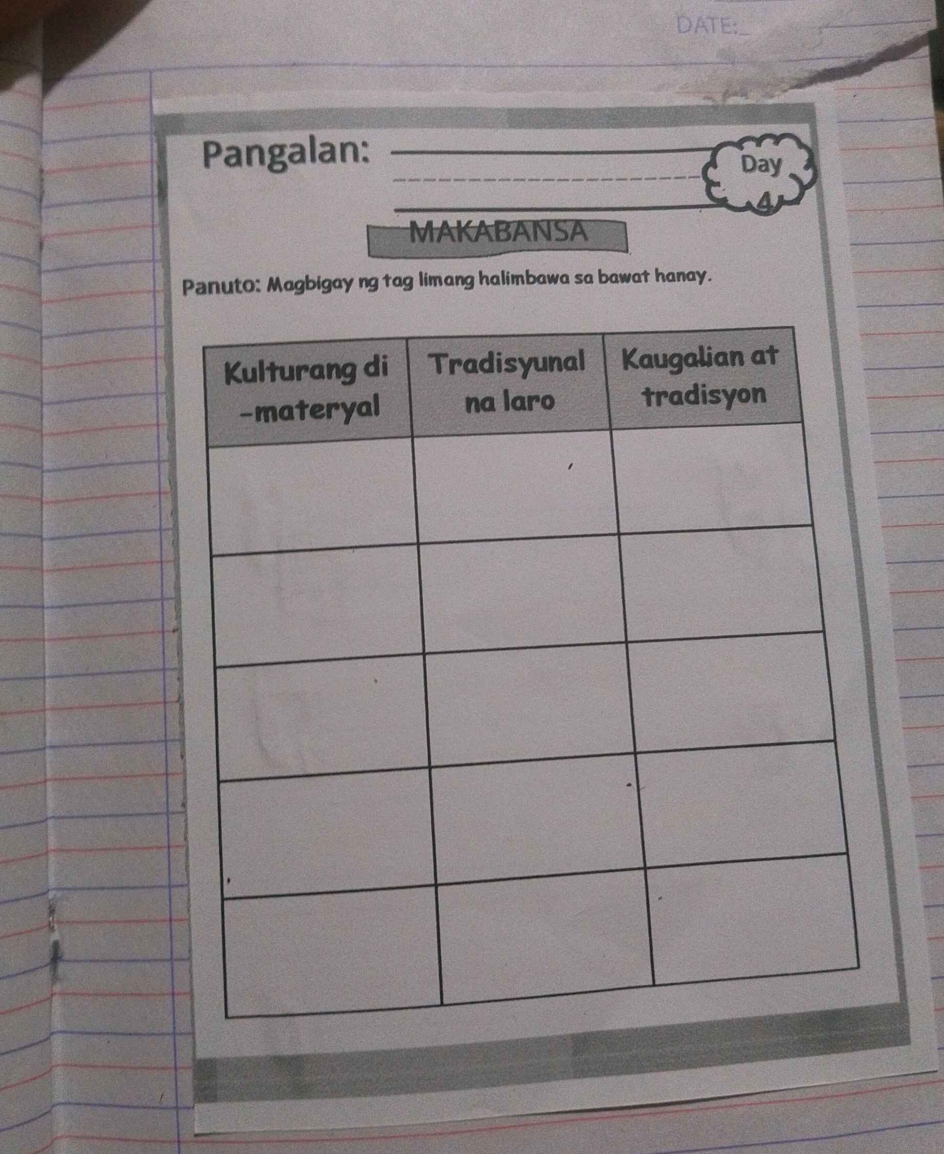 Panuto: Magbigay ng tag limang halimbawa sa | StudyX