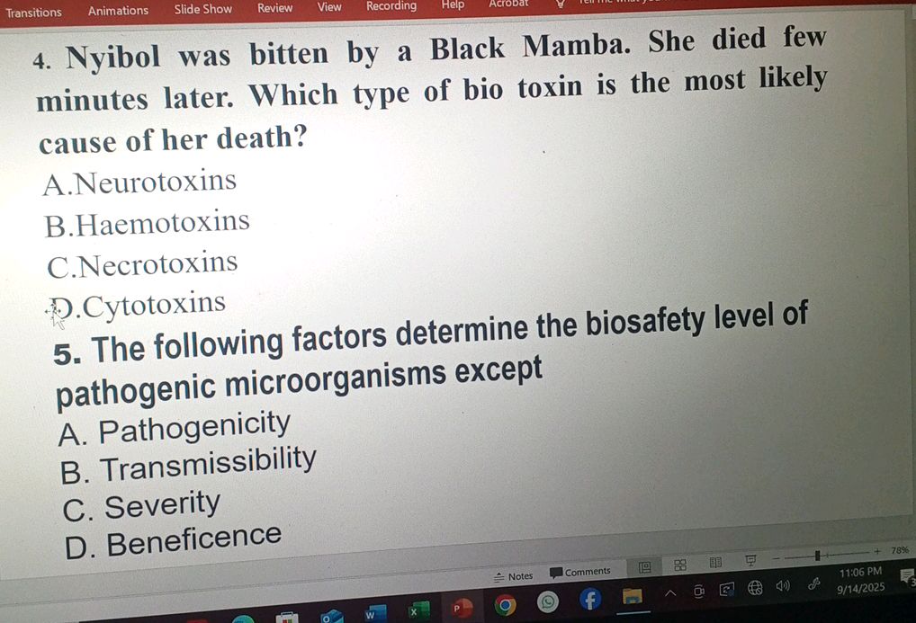 4. Nyibol was bitten by a Black Mamba. She | StudyX