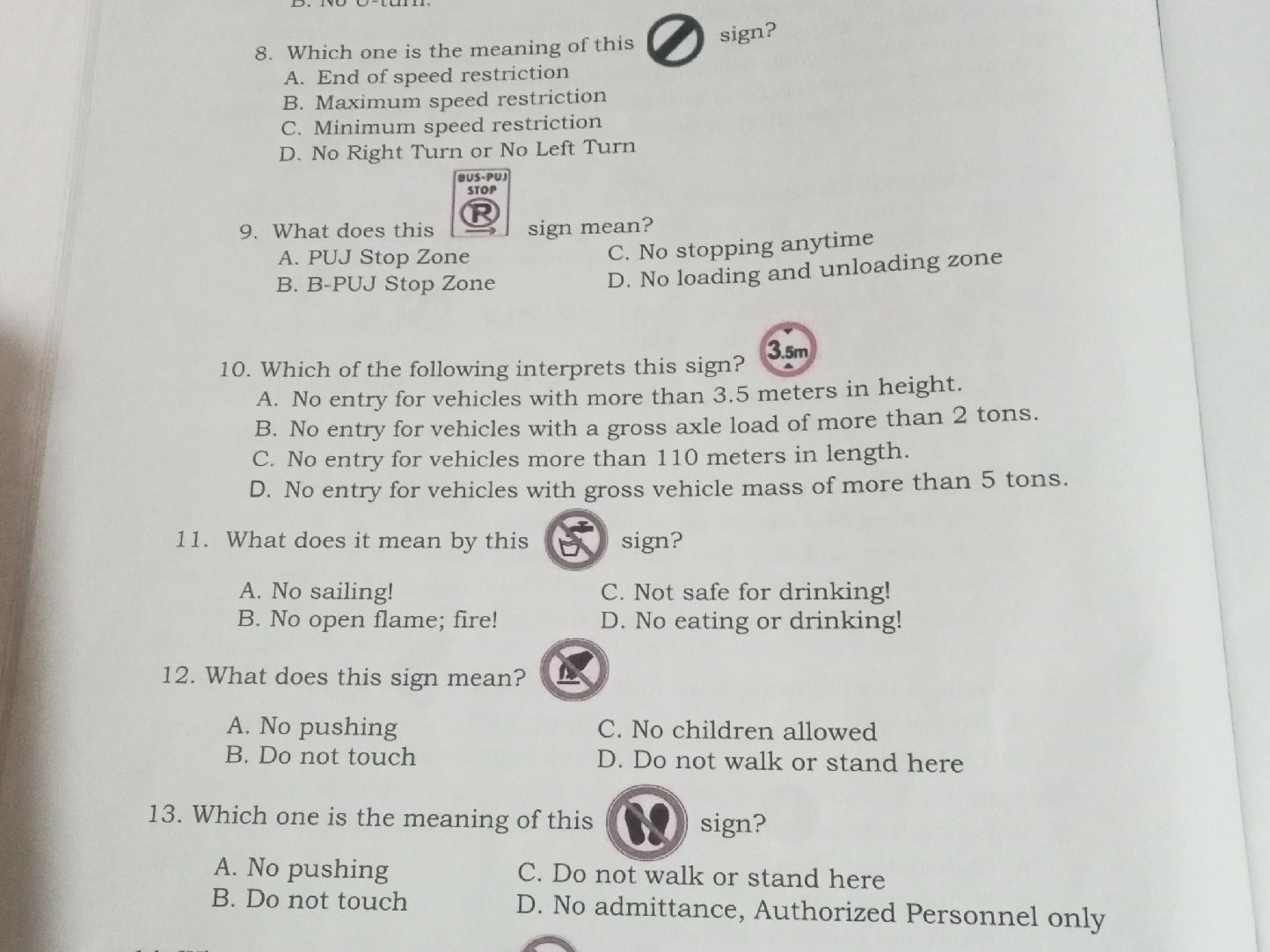9. What does this BUS-PUJ STOP R sign | StudyX