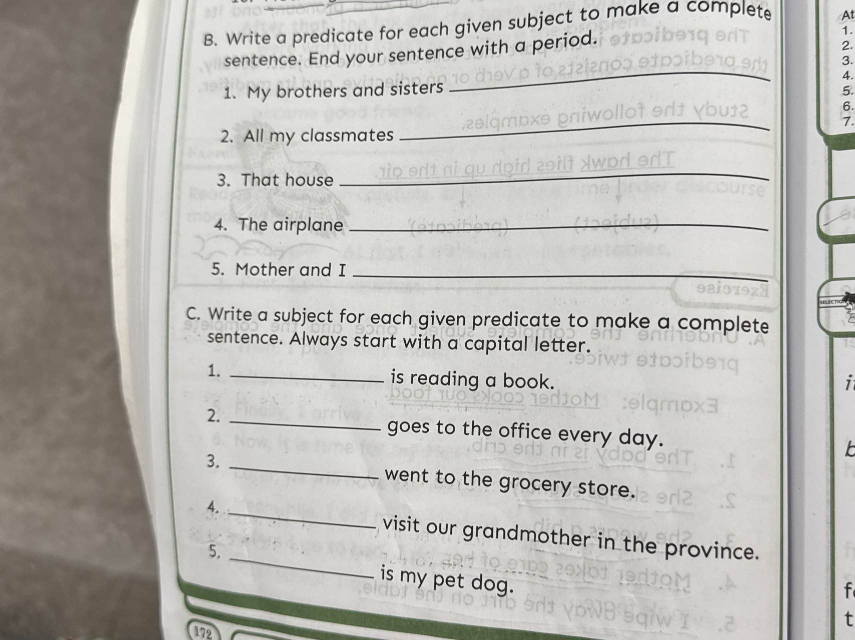 B. Write a predicate for each given subject | StudyX