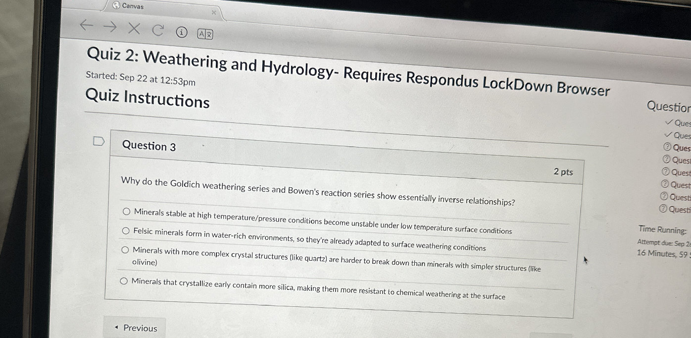 Why do the Goldich weathering series and | StudyX