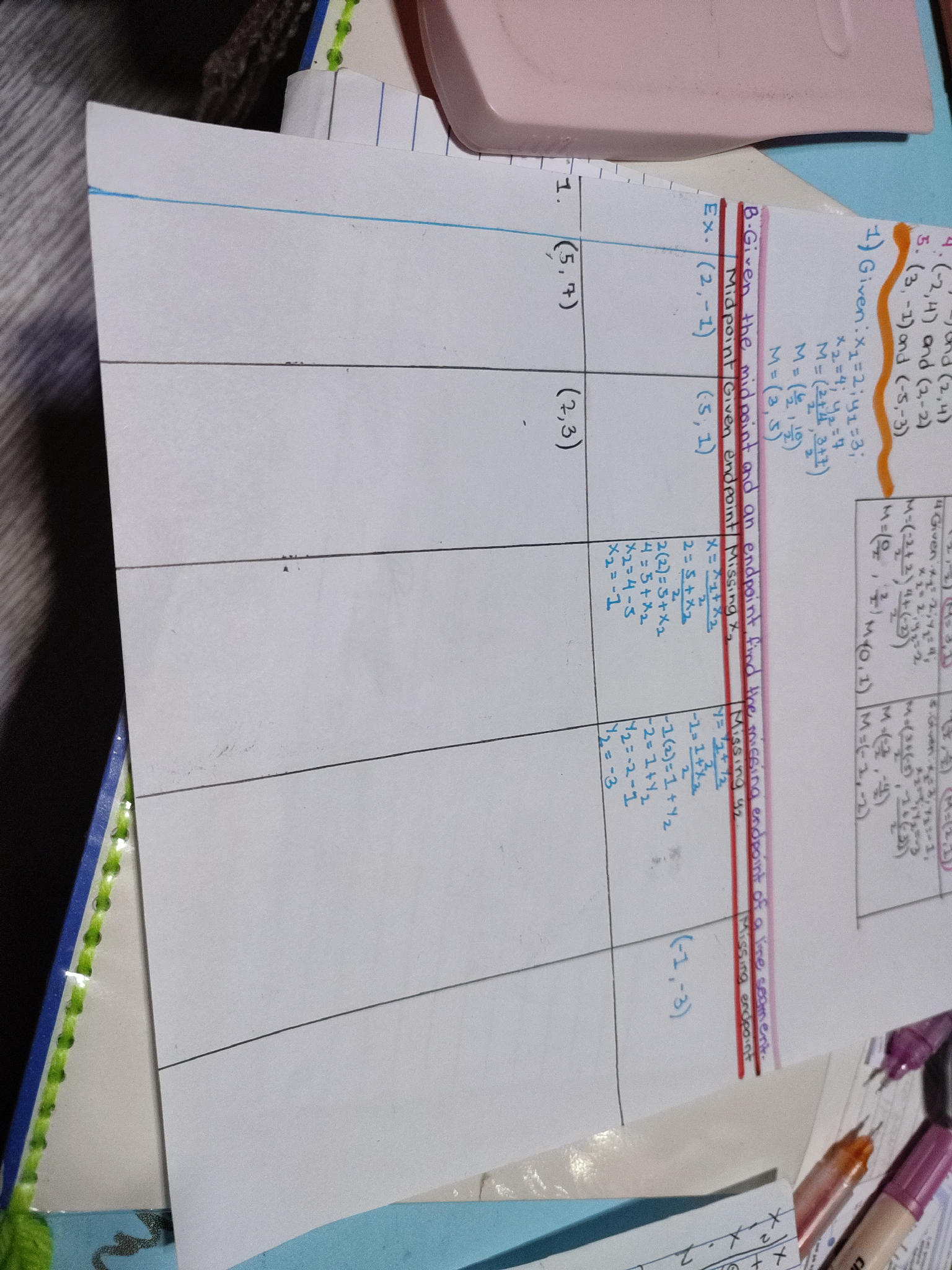 Given: $x_1=2; y_1=3; x_2=4; y_2=7$ $M = ( | StudyX