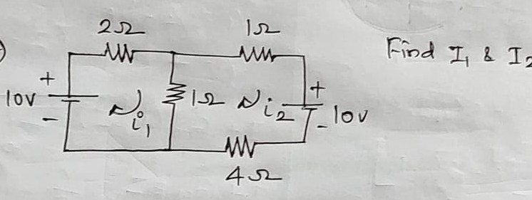 Find $I_1$ $I_2$ Here is a circuit | StudyX
