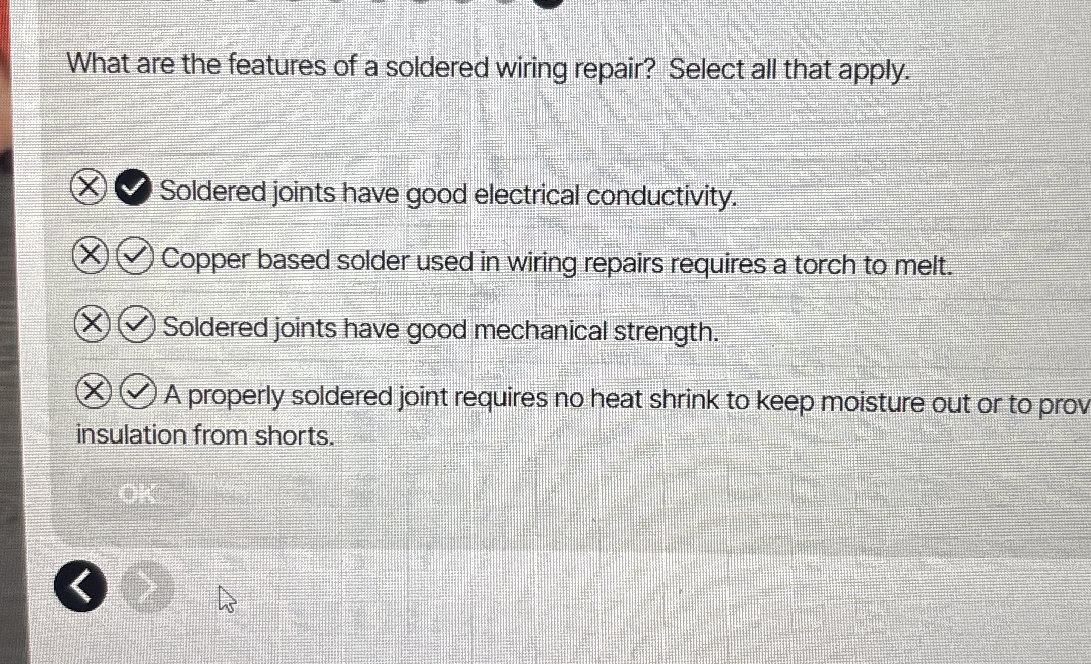 What are the features of a soldered wiring | StudyX