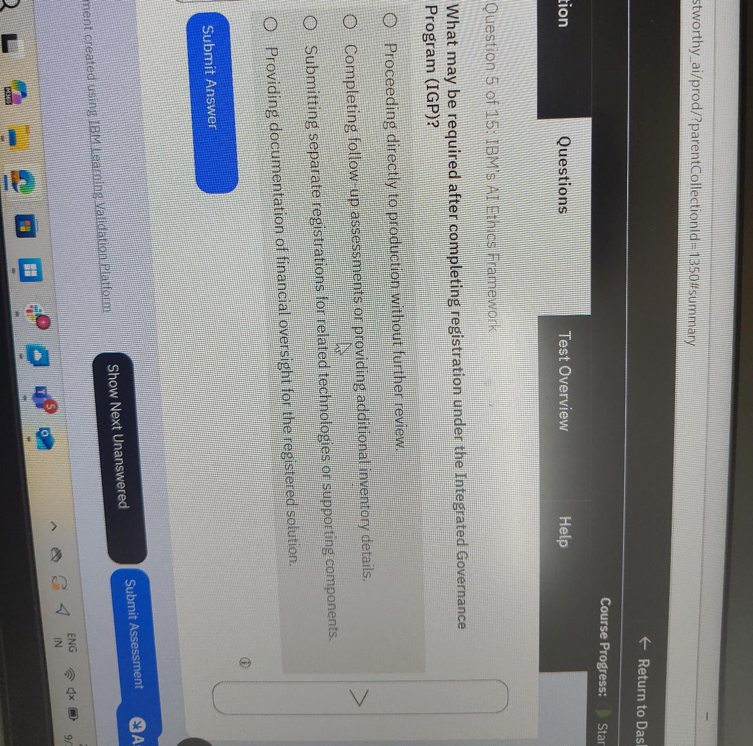 Question 5 of 15: IBM's AI Ethics Framework | StudyX