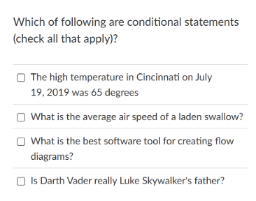 Which of following are conditional | StudyX