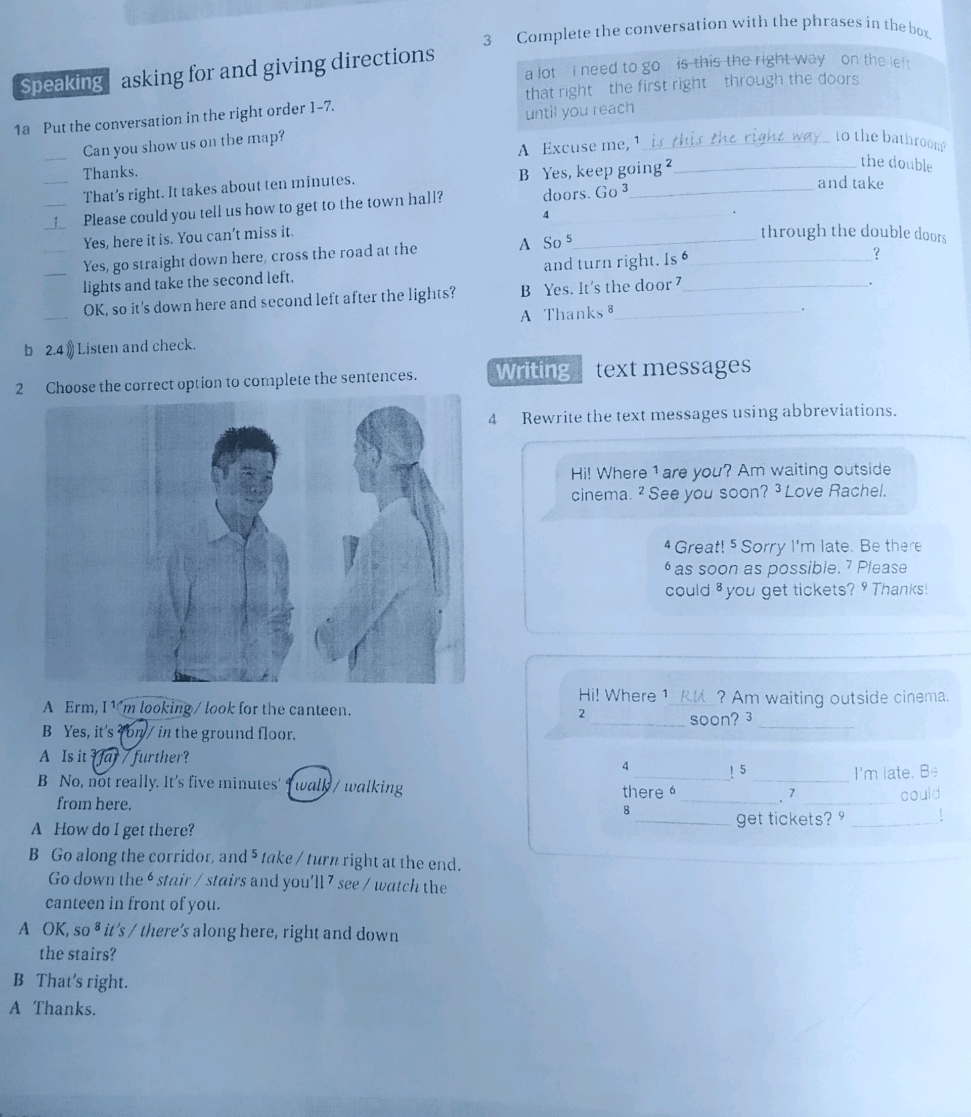 Speaking asking for and directions 1a Put | StudyX