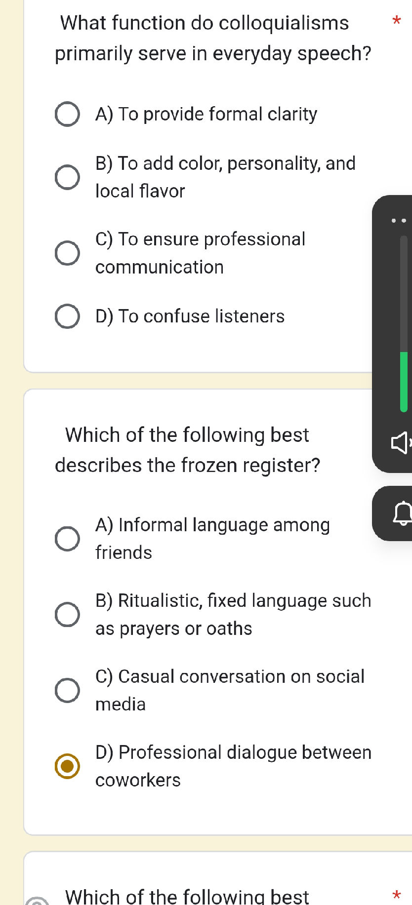 Which of the following best describes the | StudyX