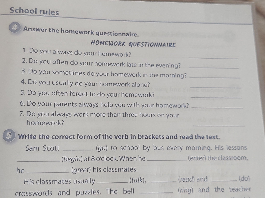 HOMEWORK QUESTIONNAIRE 1. Do you always do | StudyX
