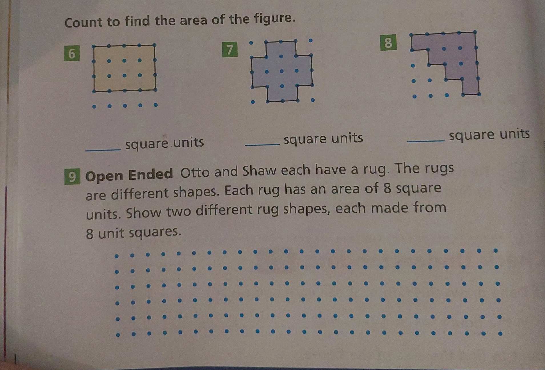 Count to find the area of the figure. 6 | StudyX