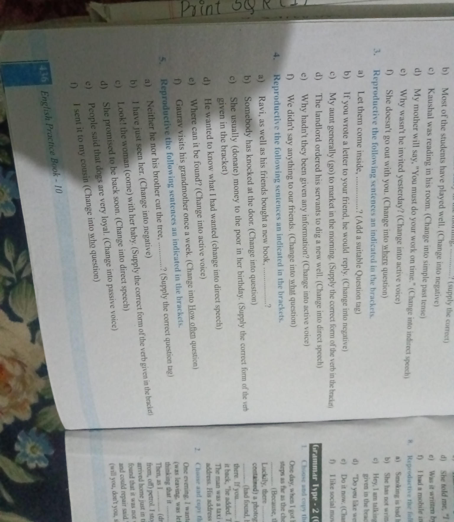 3. Reproductive the following sentences an | StudyX