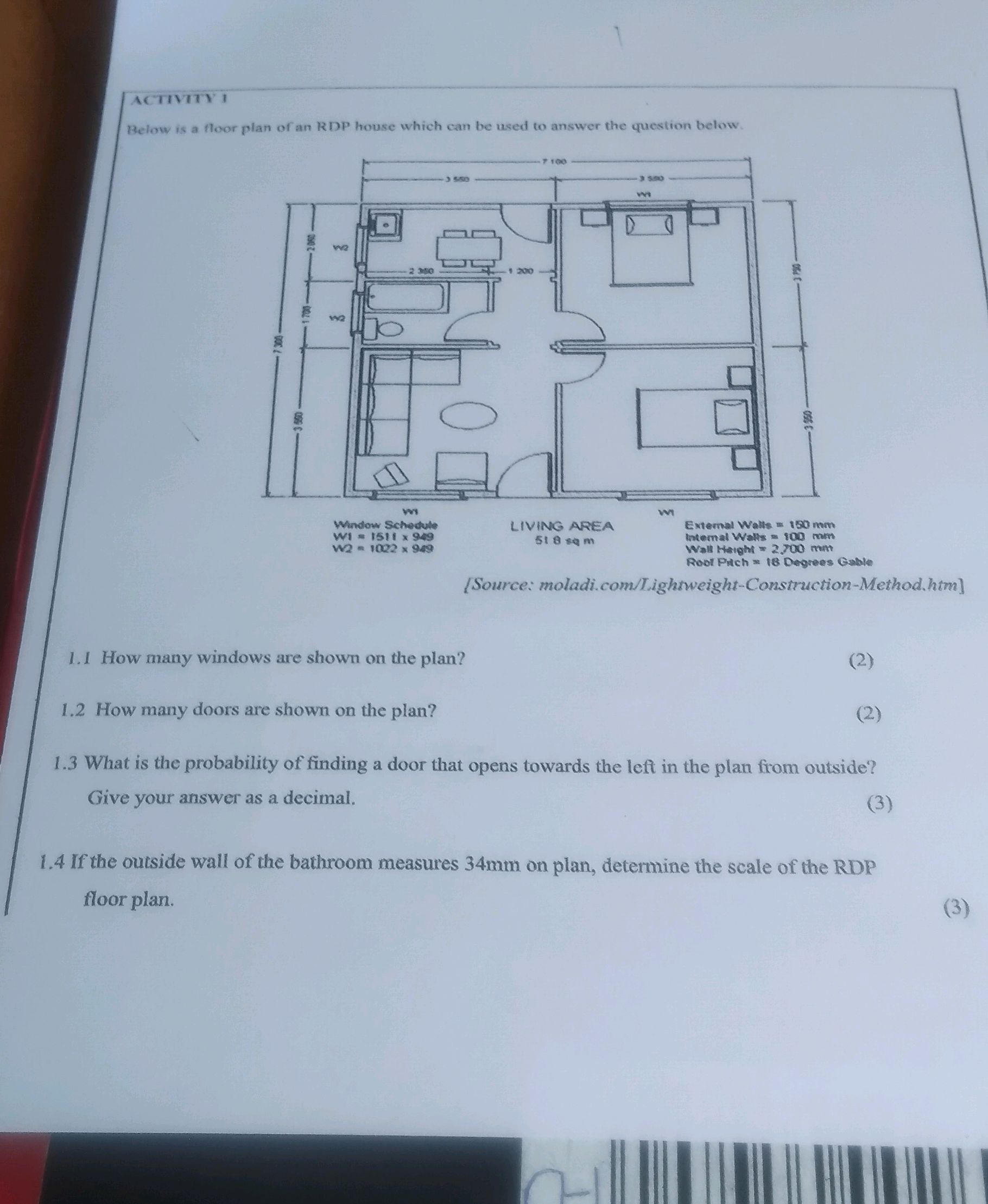 1.1 How many windows are shown on the plan? | StudyX