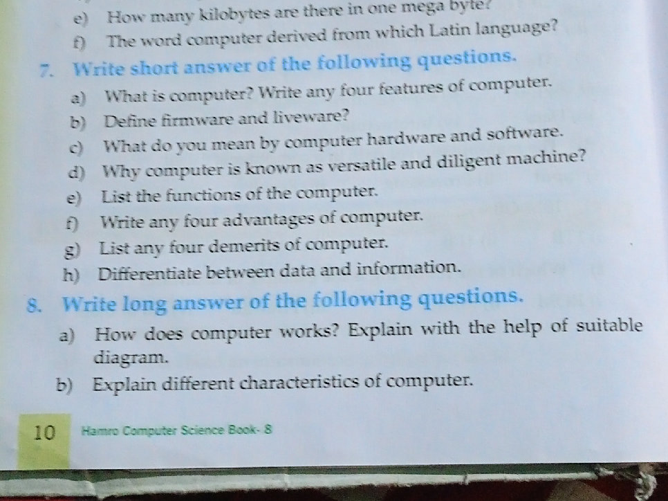 a) What is computer? Write any four features | StudyX