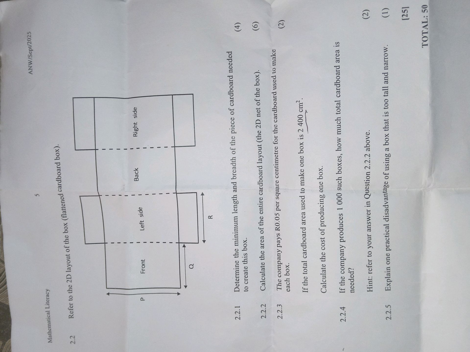 2.2 Refer to the 2D layout of the box | StudyX