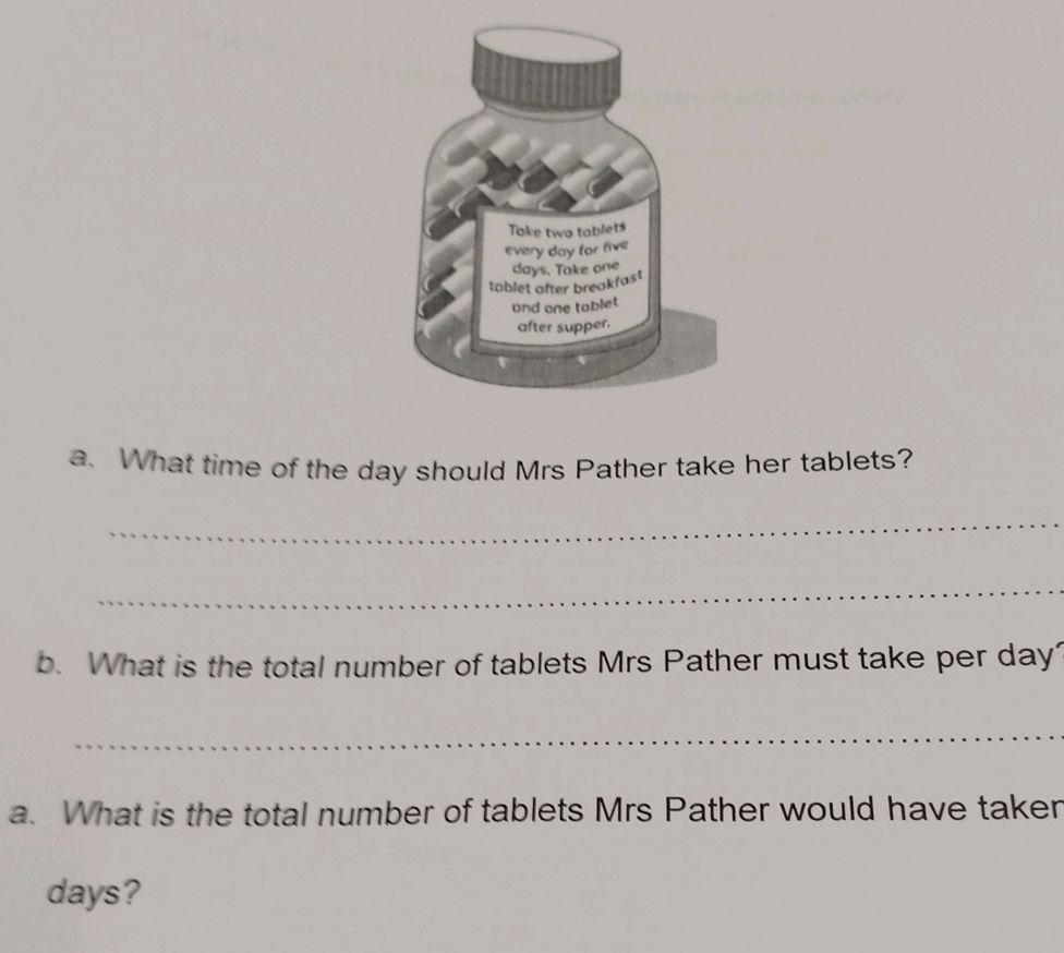 Take two tablets every day for five days. | StudyX
