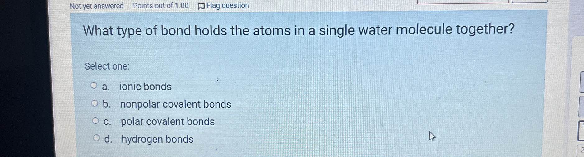 What type of bond holds the atoms in a | StudyX