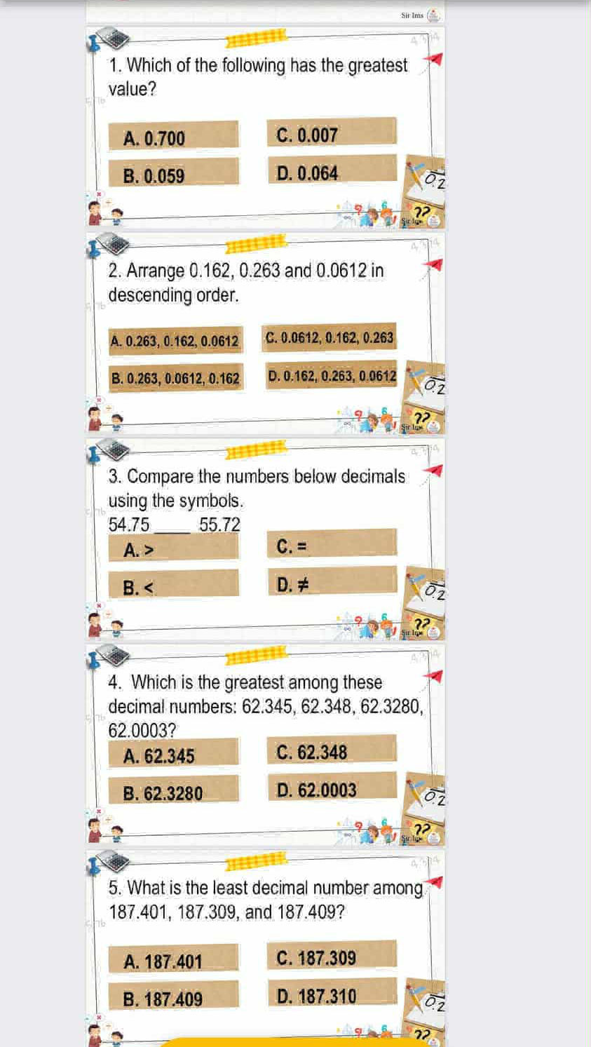 What is the least decimal number among | StudyX