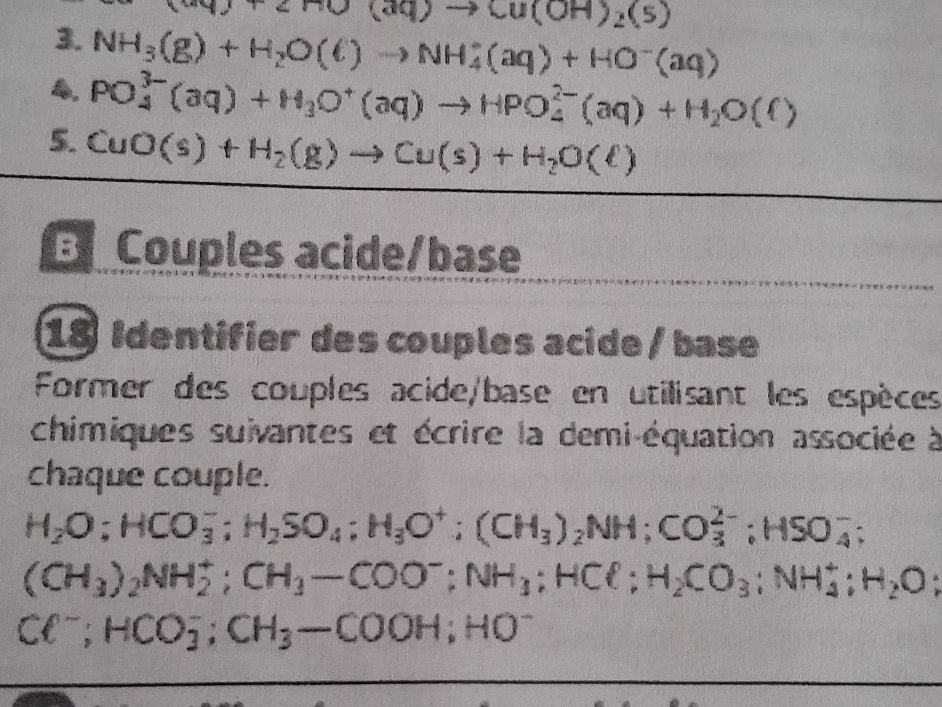 Identifier des couples acide/base Former | StudyX
