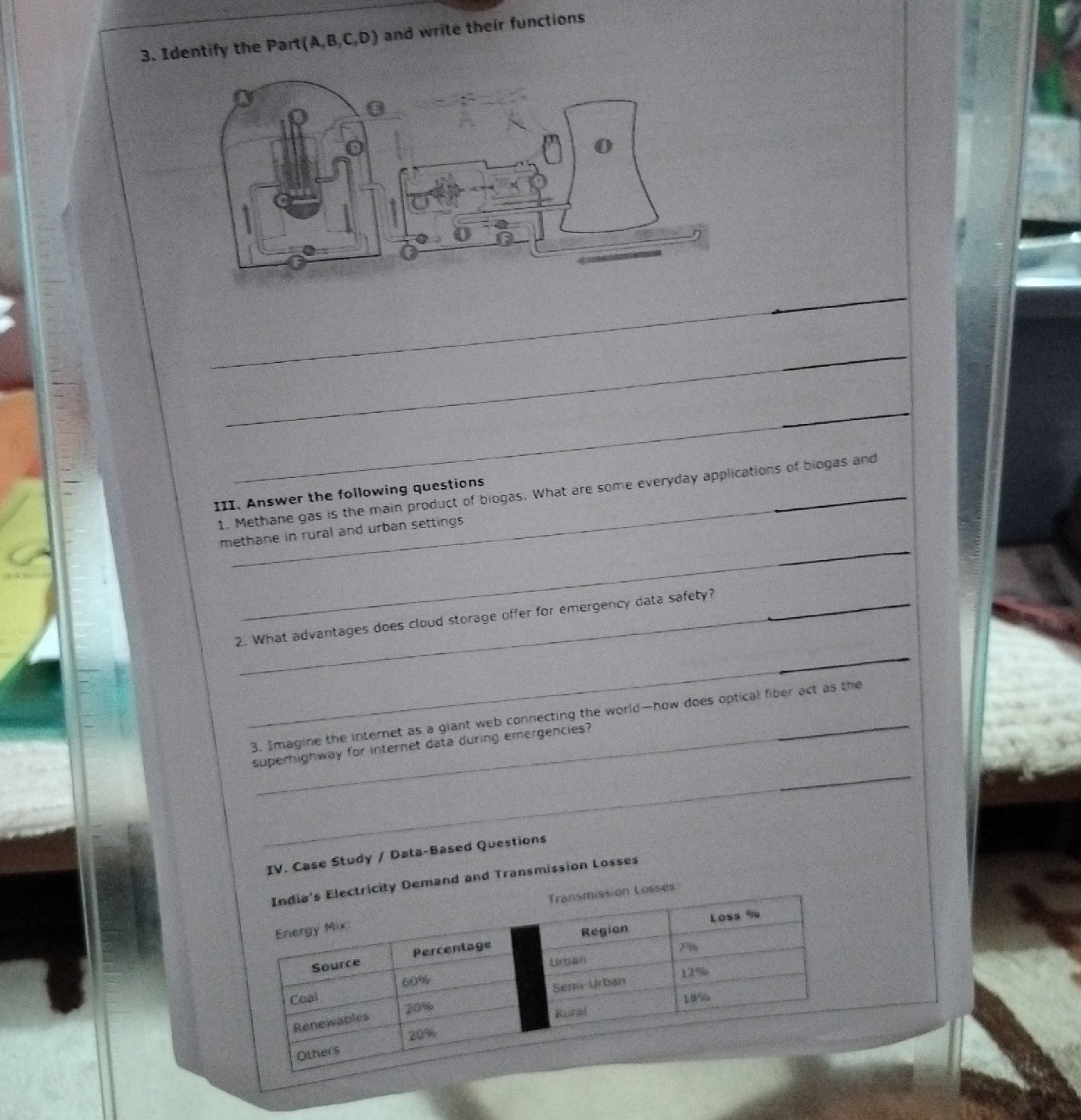 Identify the Part (A,B,C,D) and write their | StudyX