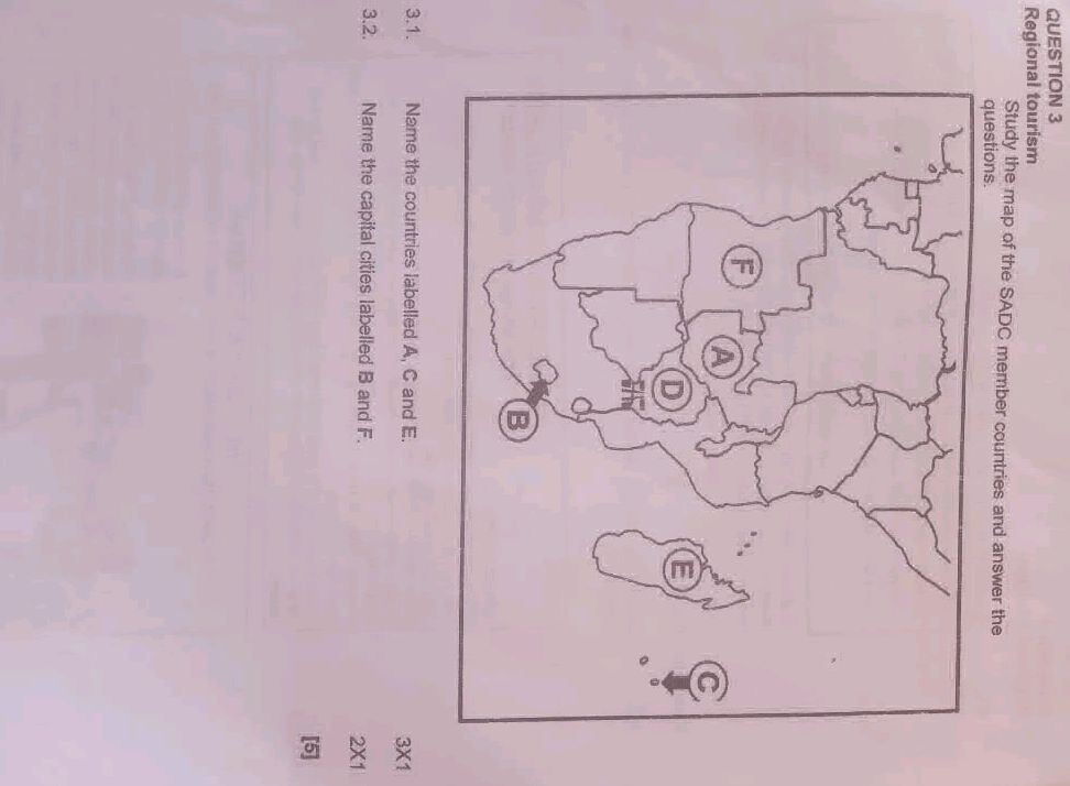 QUESTION 3 Regional tourism Study the map of | StudyX