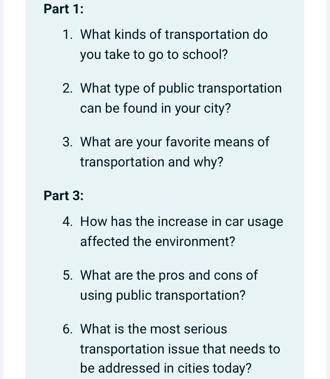 Part 1: 1. What kinds of transportation do | StudyX